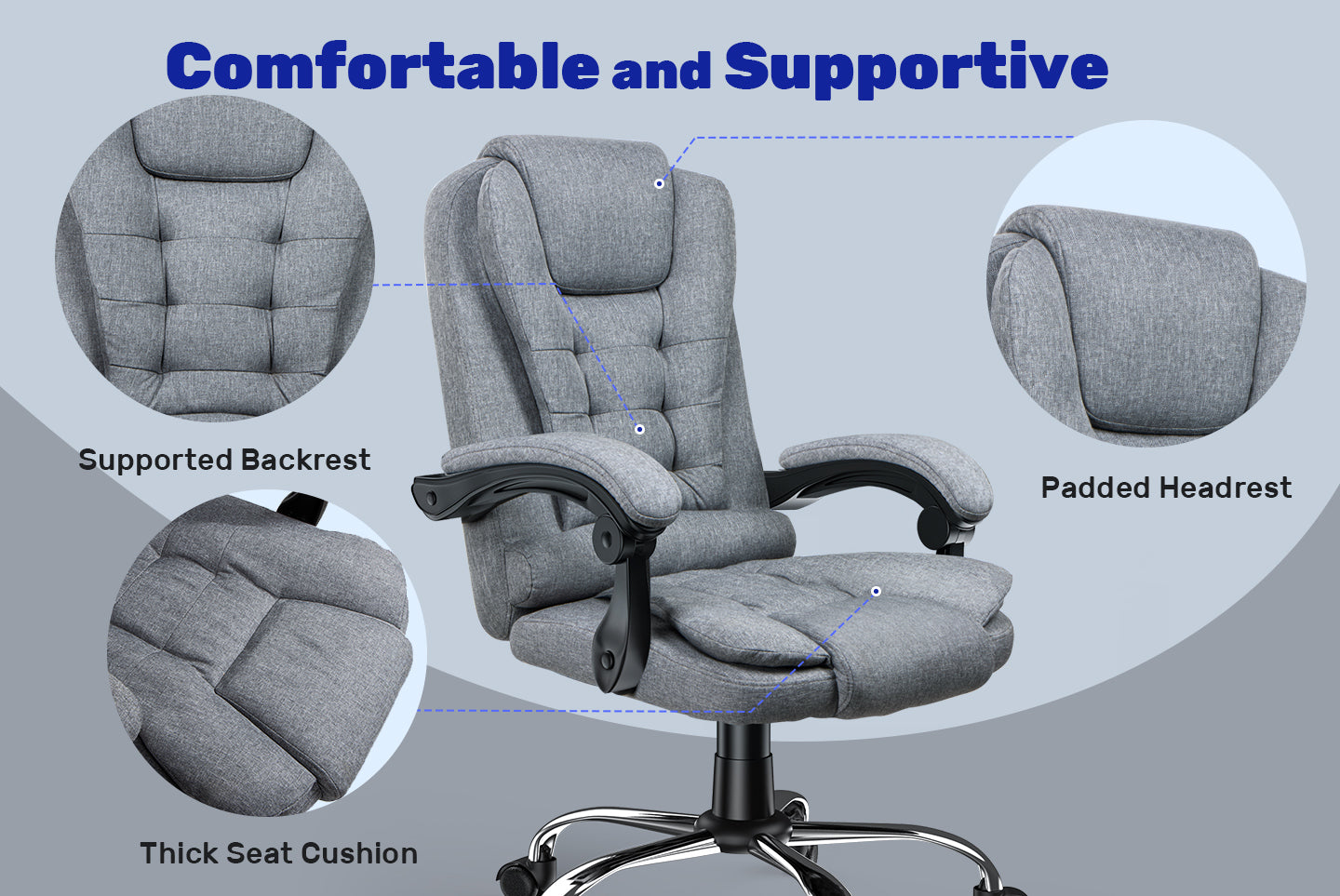 Ergonomic Executive Office Chair PU Leather High Back Computer Desk Ch ...